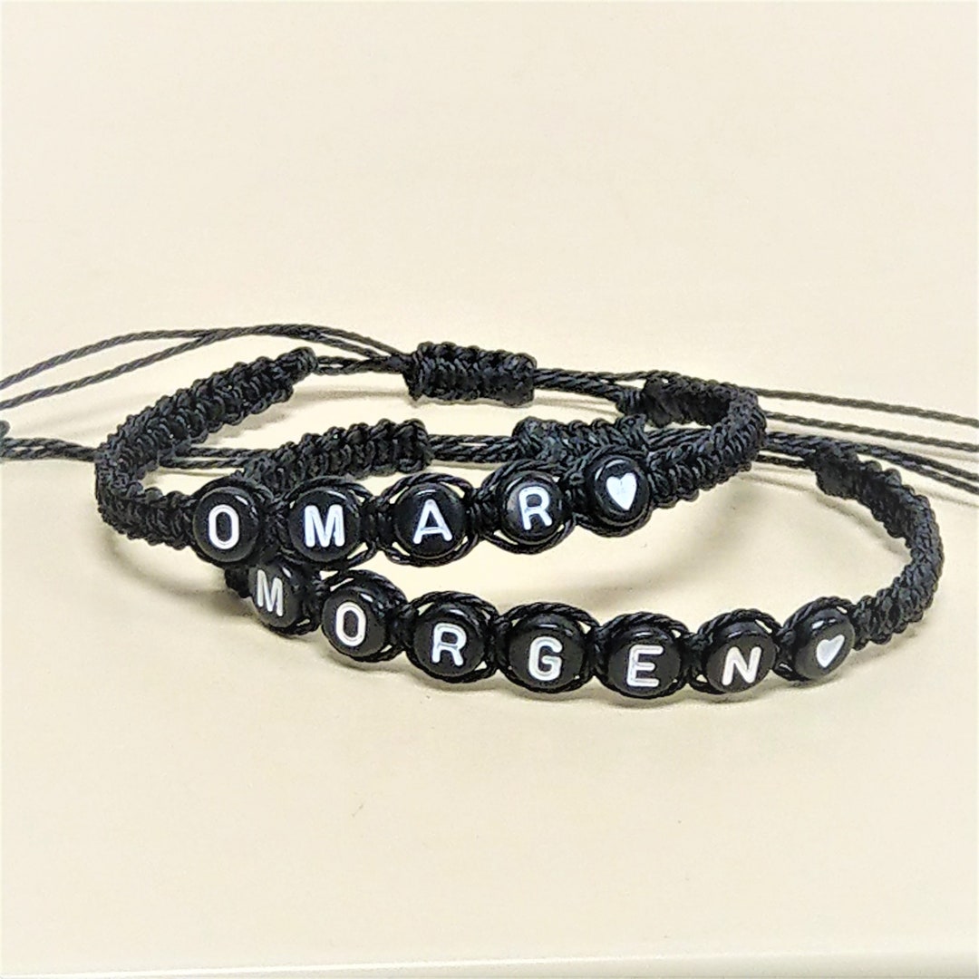 Set of 2 Couples Names Bracelets| Custom Lovers Bracelets| Personalized ...