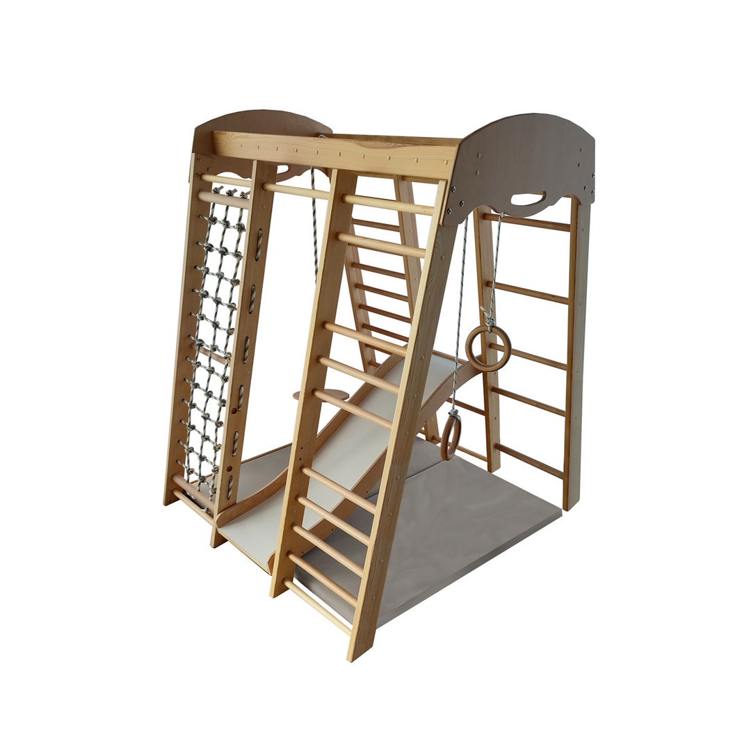 Wooden Indoor Playground for Kids, Home Gymnastic Indoor Gym, Climbing ...