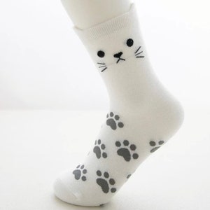 Cat Socks Ladies Cute Kitty Socks With Ears White With Cat - Etsy