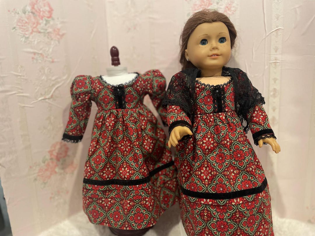 Holiday Long Regency Dress With Lace Fichu - Etsy