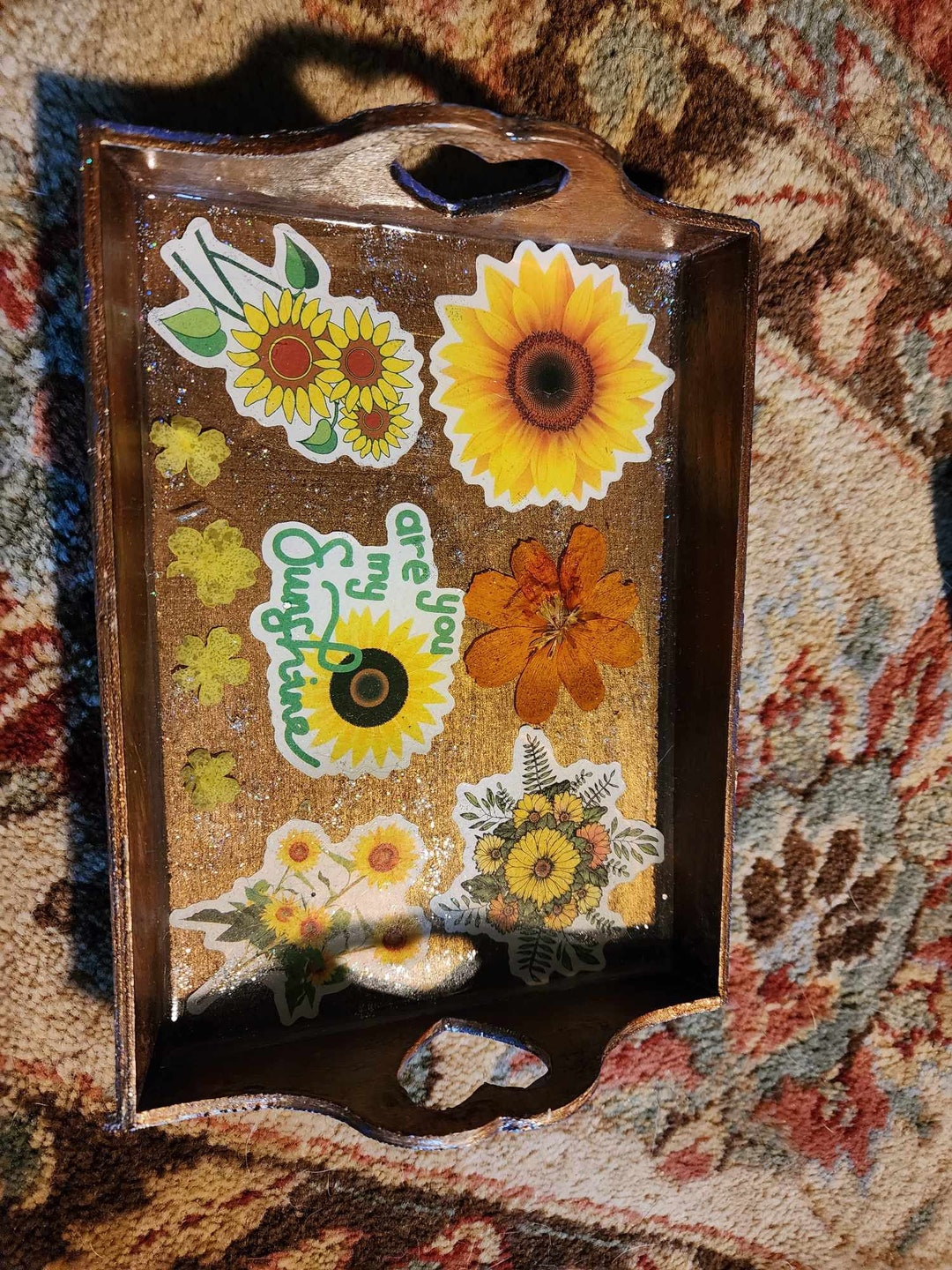 Wooden Tray Sunflower Tray Dead Tray Dancing Bear Tray - Etsy