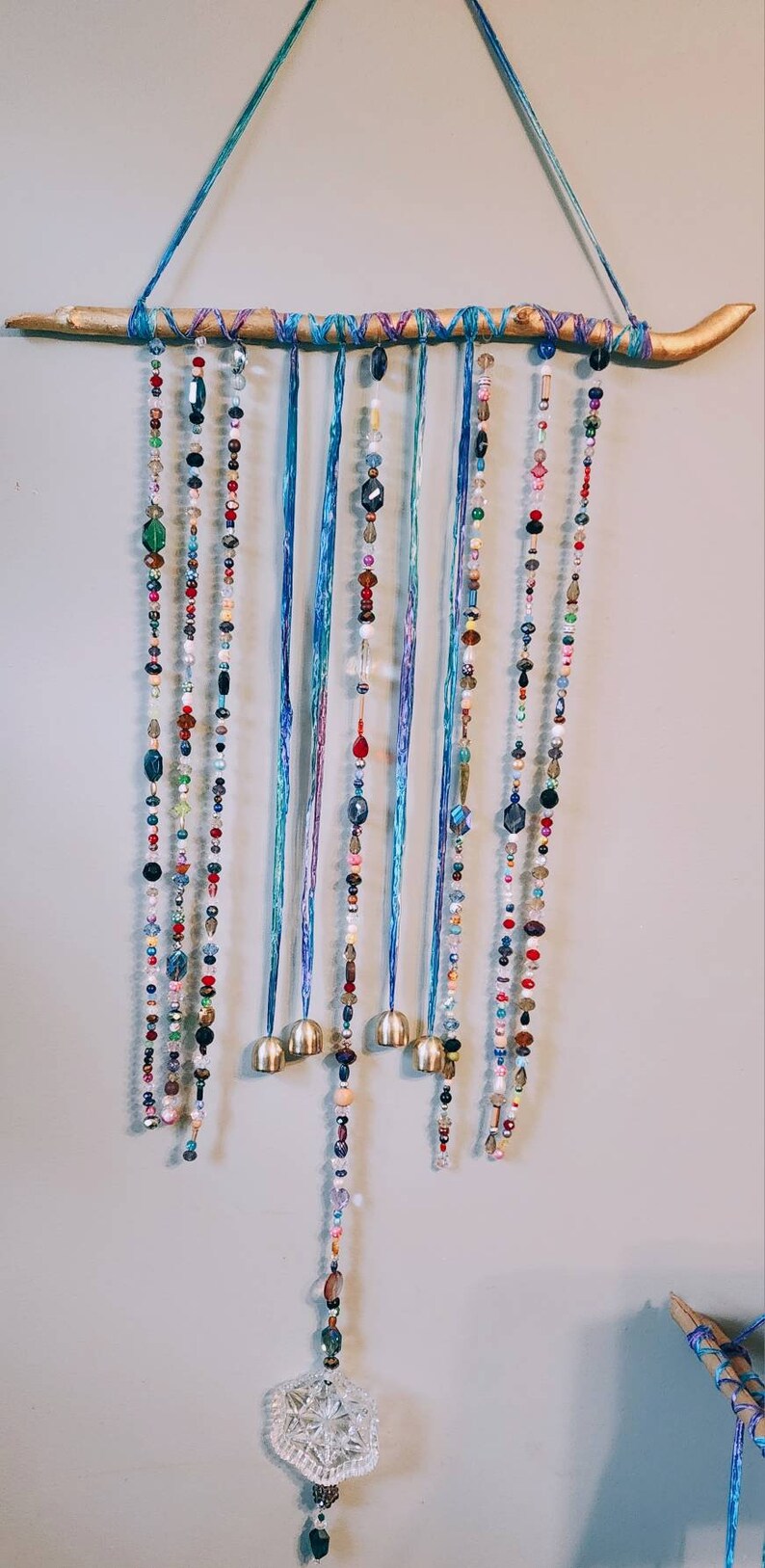 Boho Upcycled Wind Chime. Windchime With Vintage Depression - Etsy