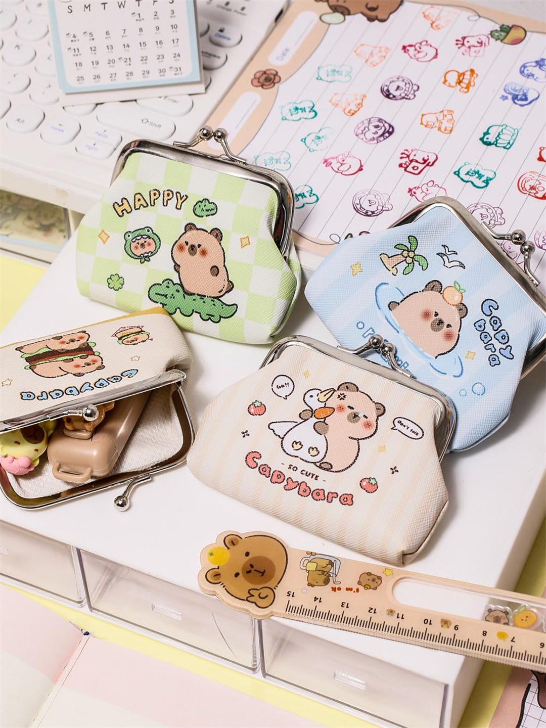Cute Capybara PU Coin Purse | Small and Portable | Mini Earphone Case ...
