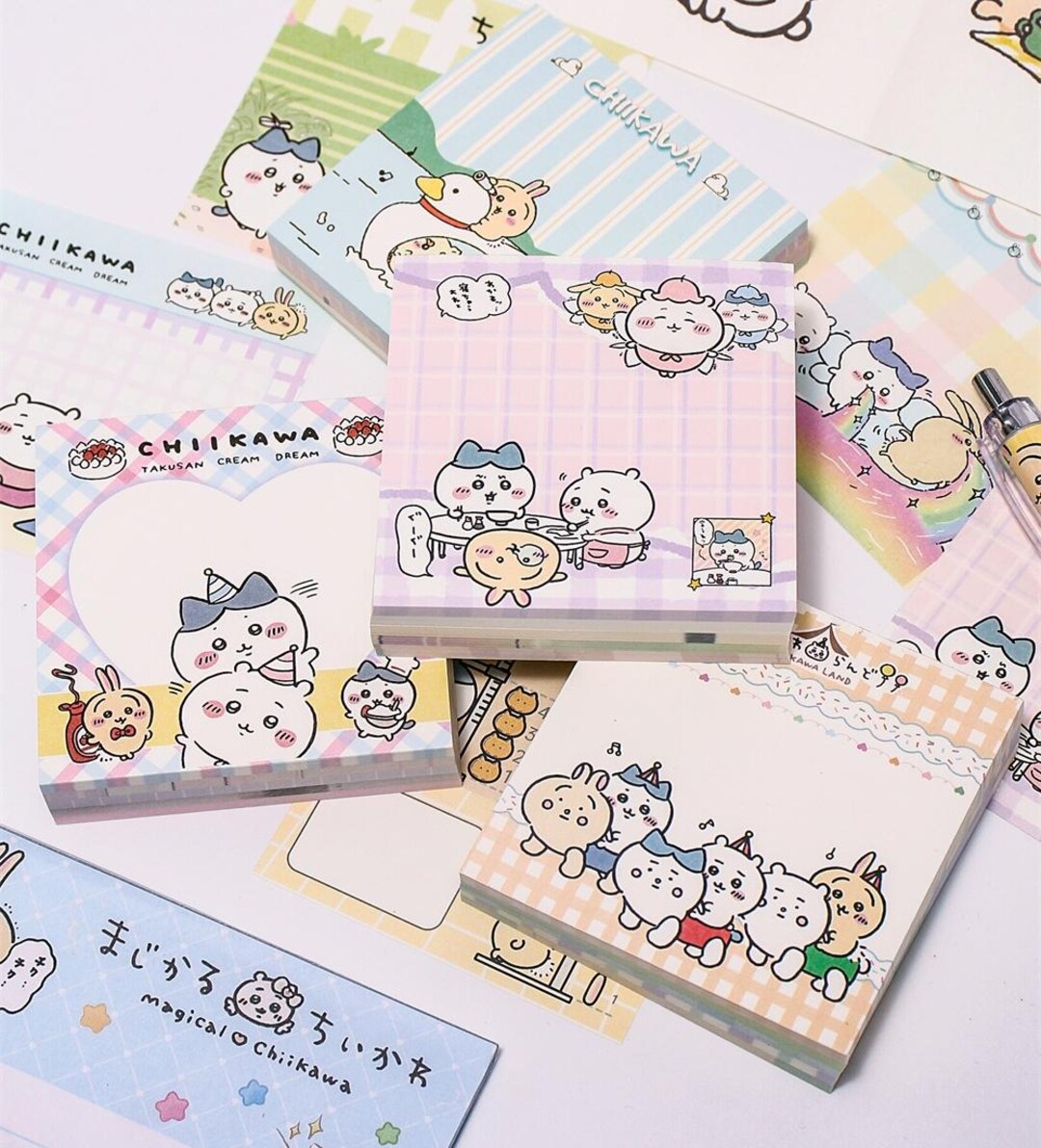 Chiikawa 200‑sheet Thick Memo Block – 5 Cute Designs, Tear‑off Sticky ...