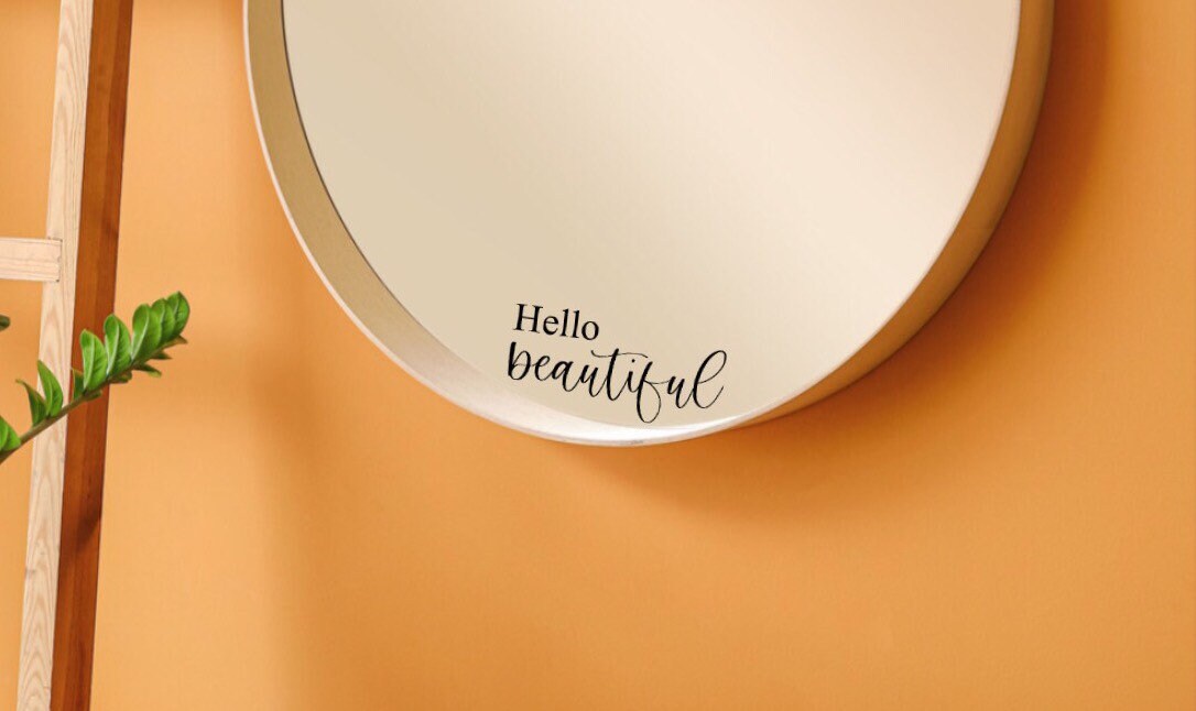 Hello Beautiful Mirror Decal Vinyl Mirror Sticker | Etsy