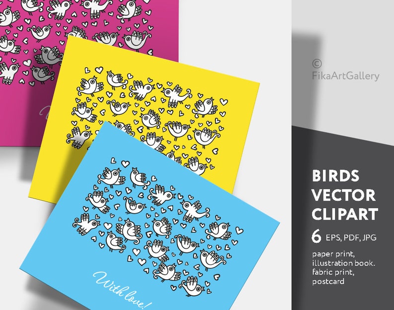 Birds Vector Clipart. Fabric Mockup. Pattern Wrapping. - Etsy