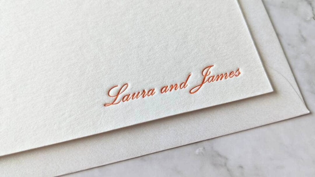 Personalised Script Letterpress Flat Notecards Correspondence Cards ...