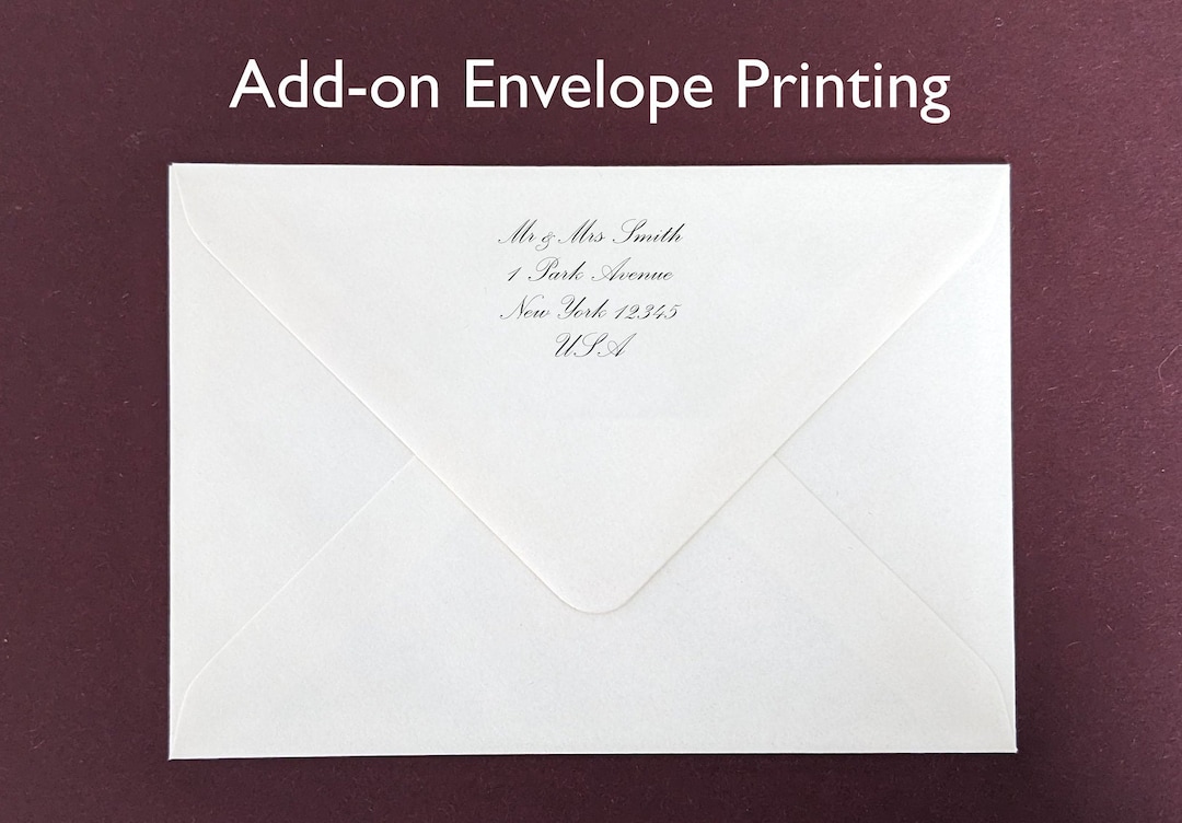 ADD ON - Letterpress Return Address Envelope Printing for Personalised ...