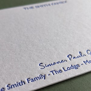 Personalised Family Letterpress Flat Notecards - Correspondence Cards ...