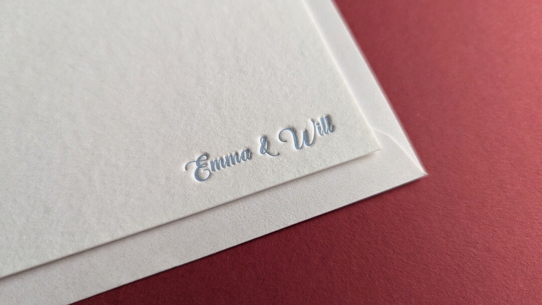 Personalised Modern Script Letterpress Flat Notecards - Correspondence ...