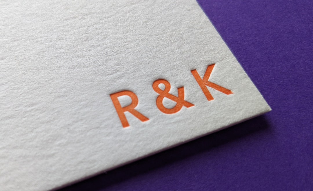 Personalised Monogram Initials Letterpress Flat Notecards ...