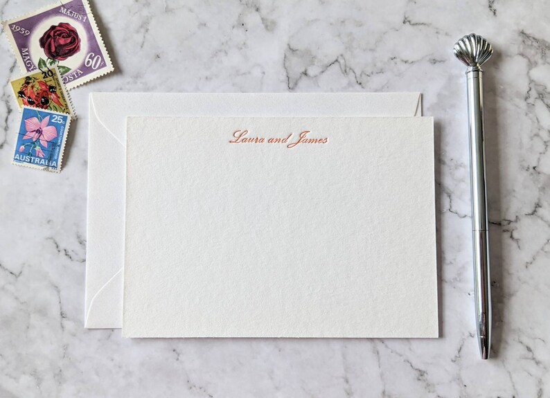 Personalised Script Letterpress Flat Notecards - Etsy