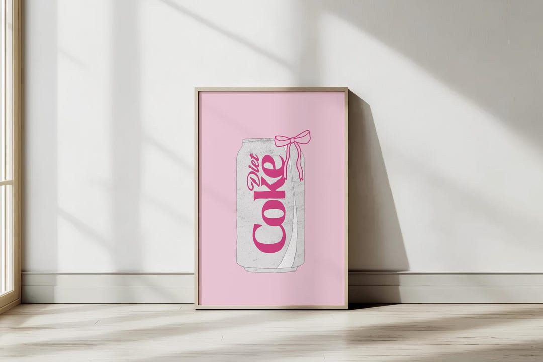 Diet Coke Wall Print | Cute Diet Coke and Bow Wall Art | Diet Coke ...