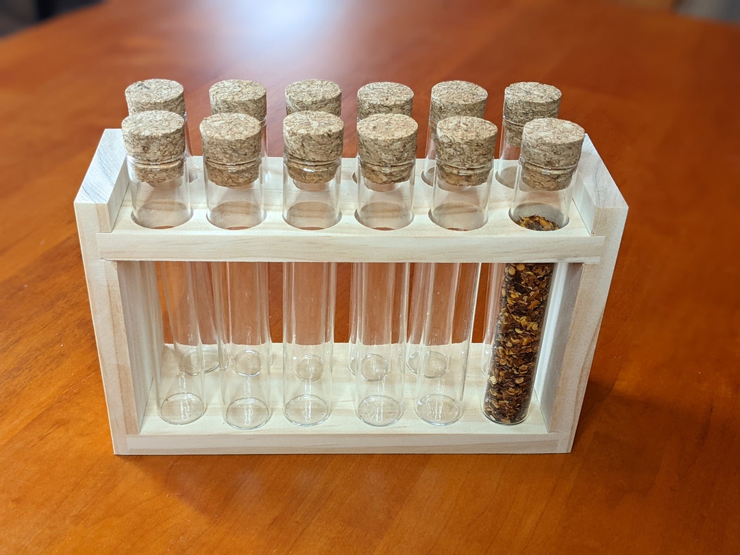 Spice Rack/propagation Station With Glass Tubes and Corks - Etsy