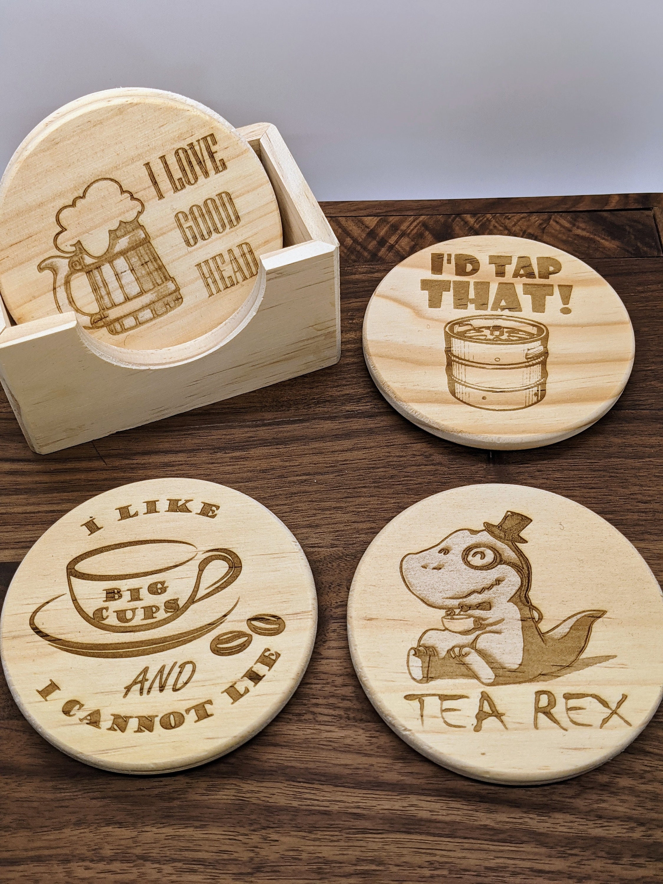 Funny Pun Coasters Joke Coasters Set of 5 w/ holder your | Etsy