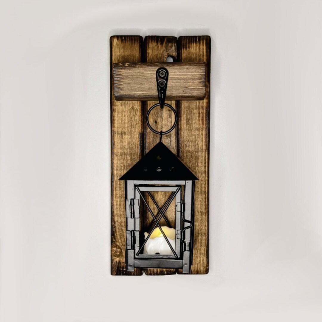 Rustic Lantern Wall Sconce(s) (multiple Stain Options) Single or a Set ...