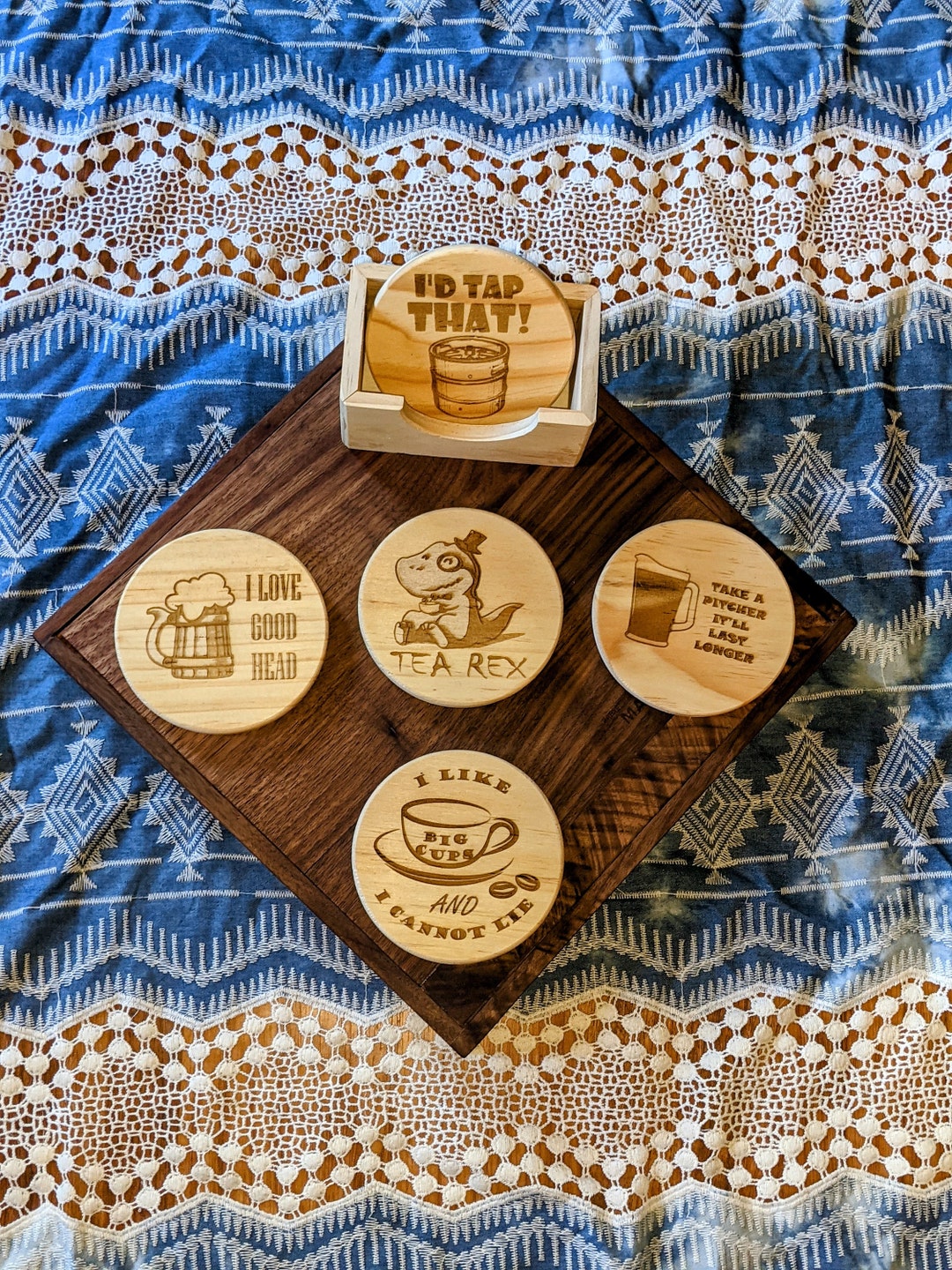 Funny Pun Coasters, Joke Coasters, Set of 5 W/ Holder, Your Choice ...