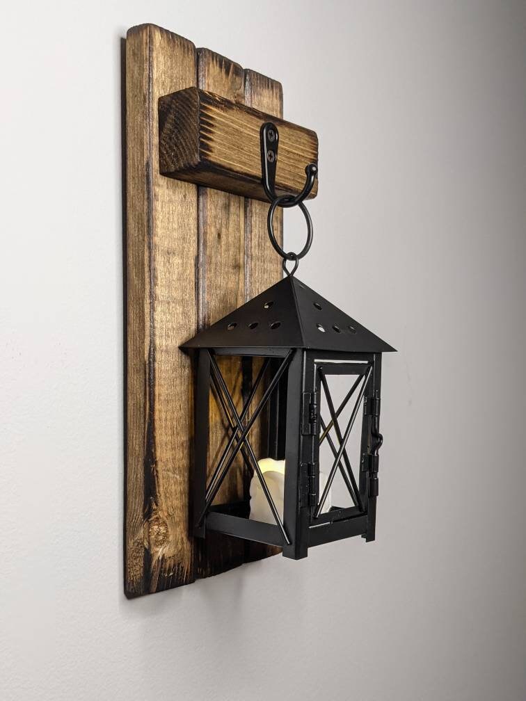 Rustic Lantern Wall Sconces multiple Stain Options Single - Etsy