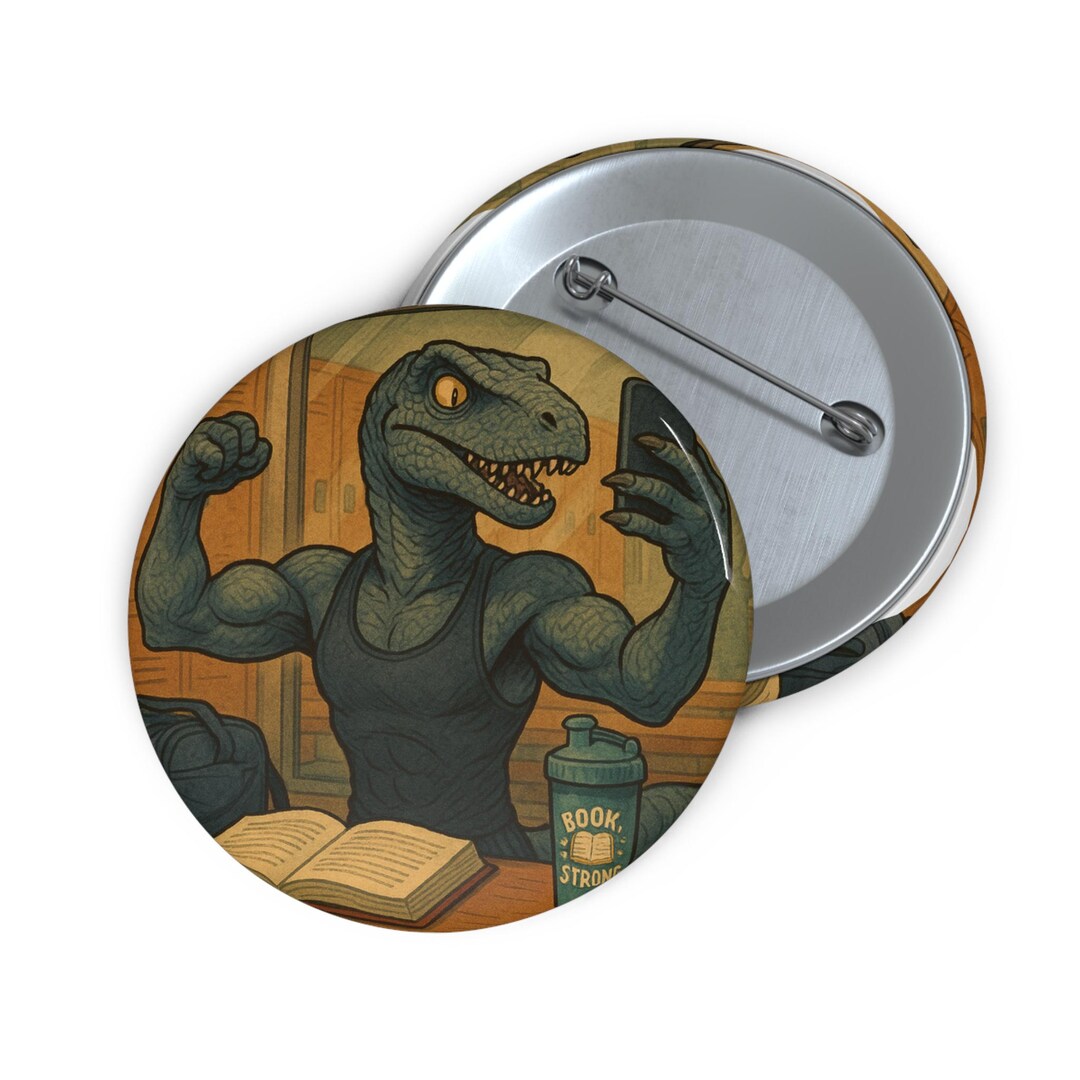 Workout Raptor Pin Button - Etsy