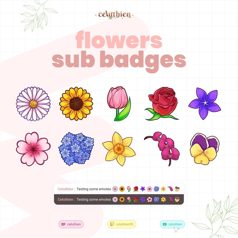 Spring Flowers | Sub/bit Badges | Discord Role Badges | Twitch Discord ...