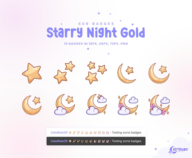 Starry Night GOLD Sub/bit Badges Discord Role Badges - Etsy