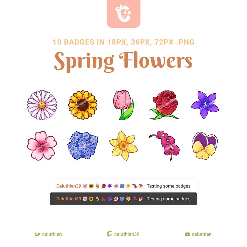 Spring Flowers Sub/bit Badges Discord Role Badges Twitch Discord ...