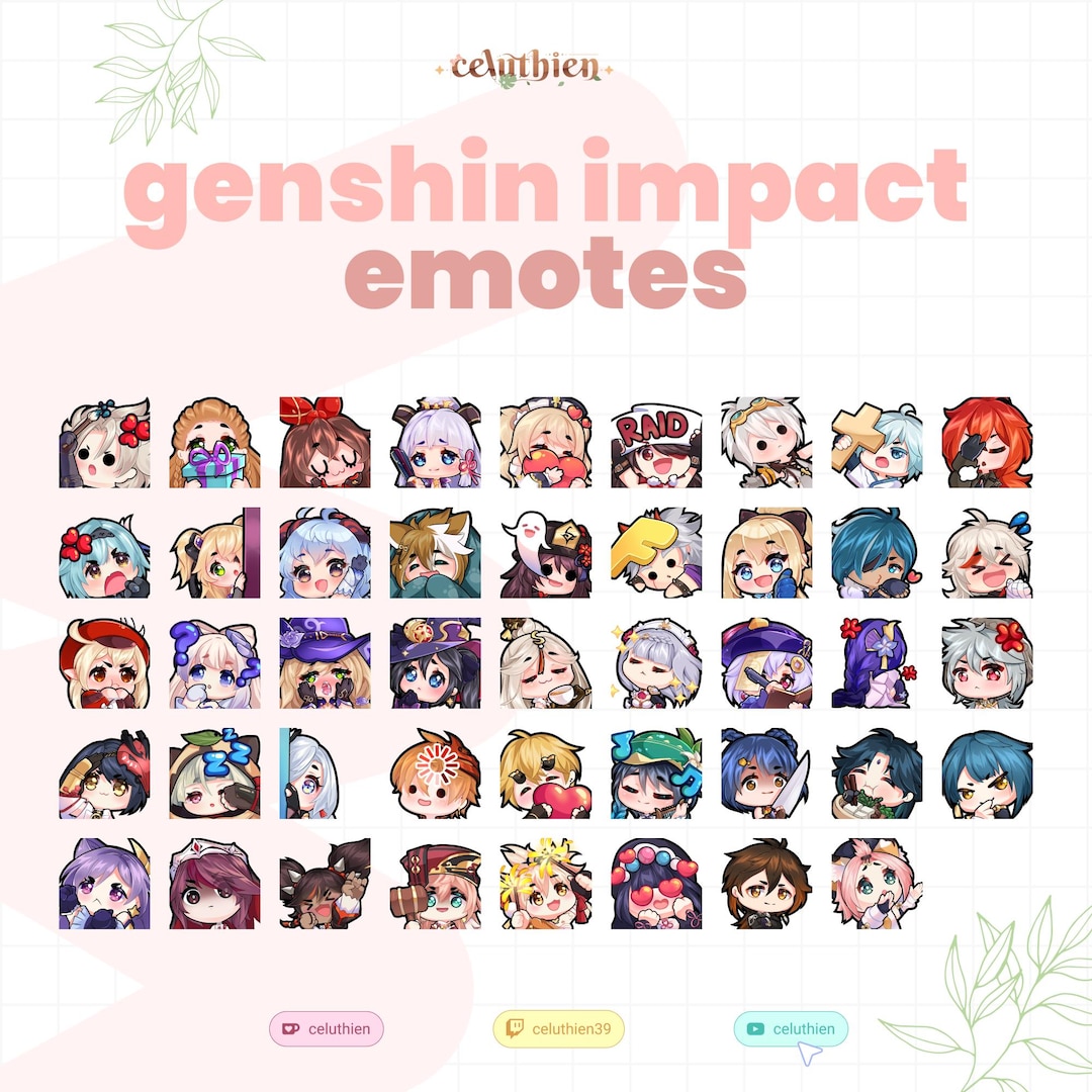 Genshin Impact Emotes Pack 44 Emotes Twitch Youtube Discord - Etsy