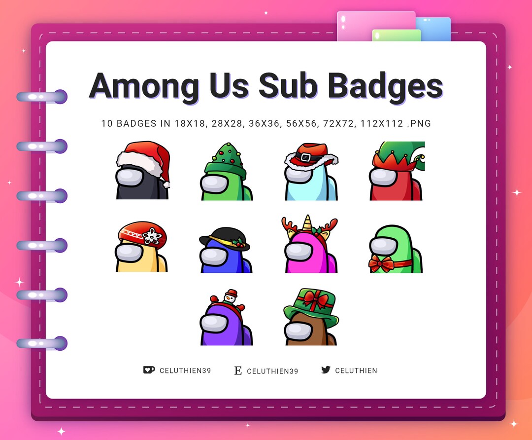 Cute Among Us Christmas Collection Twitch Sub Badges Bit Badges Emotes ...