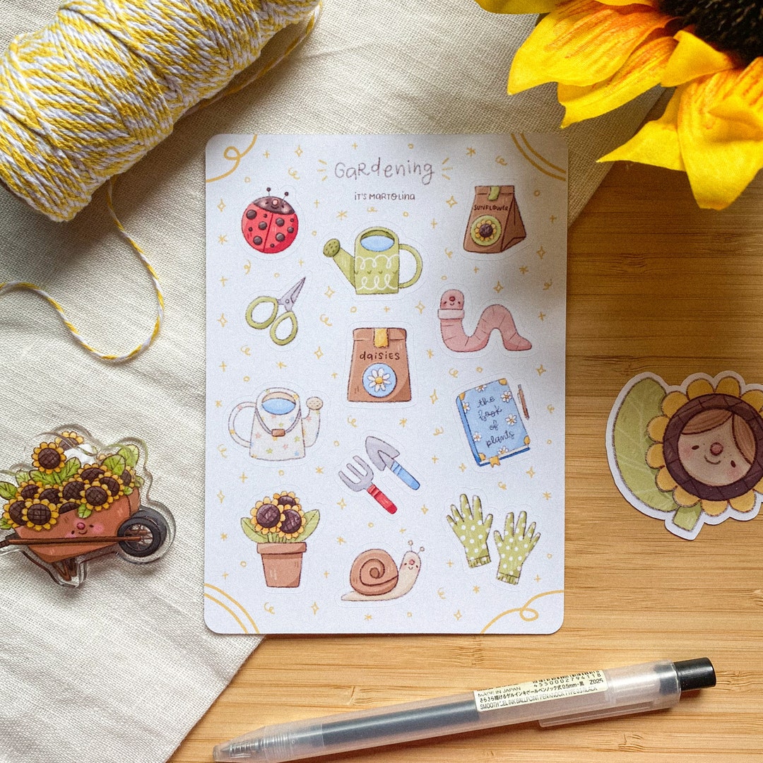Gardening Sticker Sheet Cute Stickers Matte Stickers Kiss Cut Stickers ...