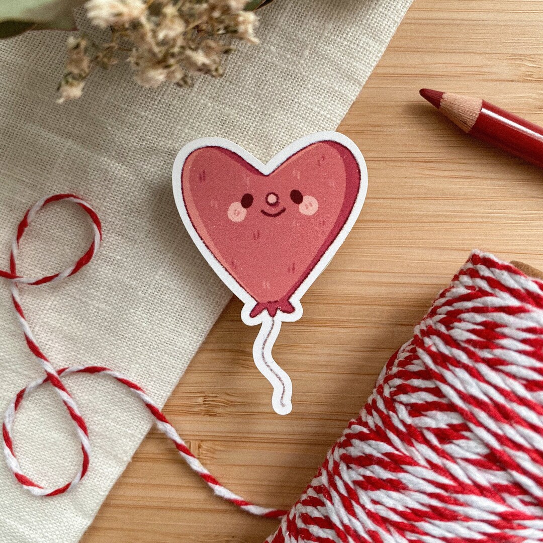 Heart Balloon Sticker Flake Cute Sticker Die Cut Planner Sticker Love ...