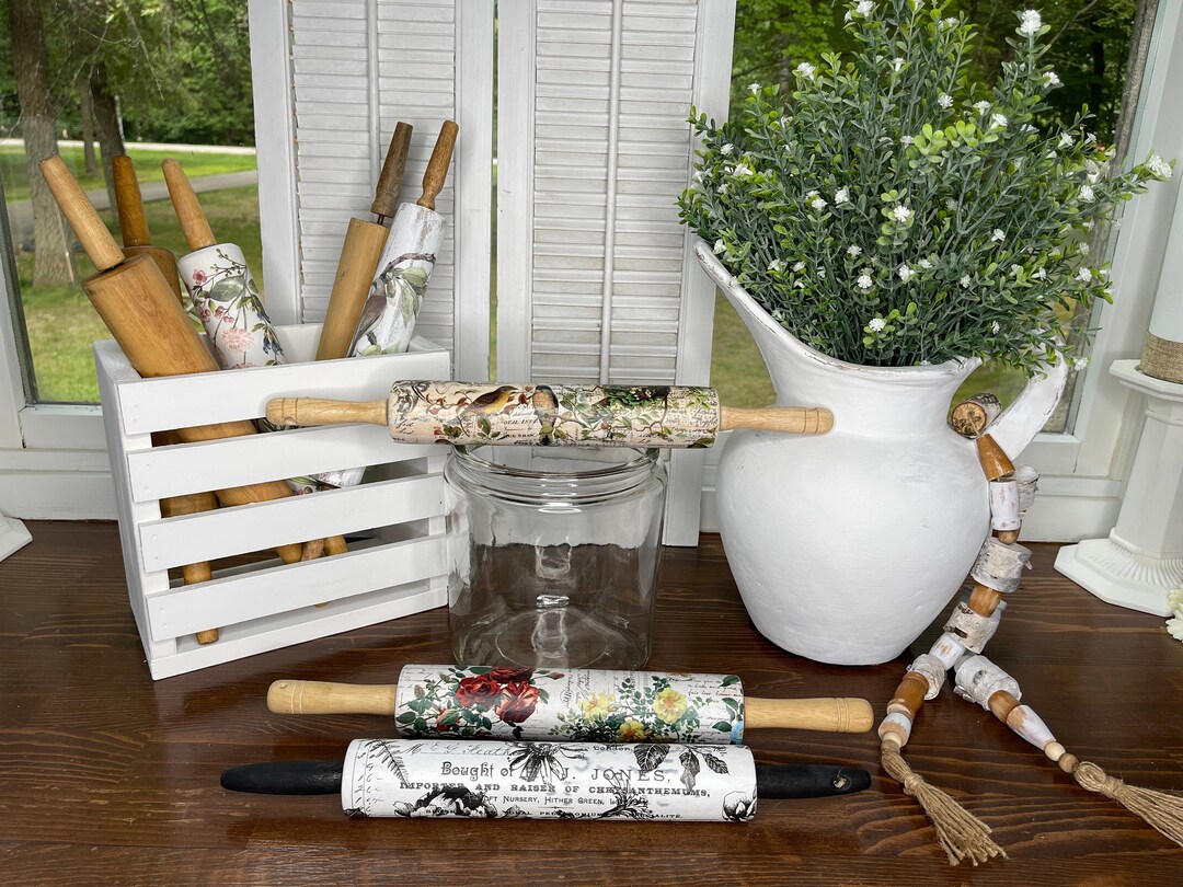 Wood Rolling Pins Decorated Rolling Pins Flower Rolling Pin - Etsy