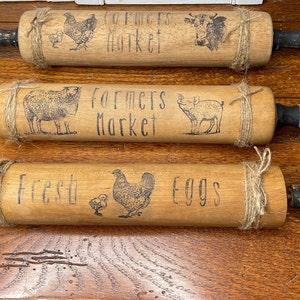 Wood Rolling Pins, Farmers Market, Fresh Eggs, Decorated Farm Animal ...