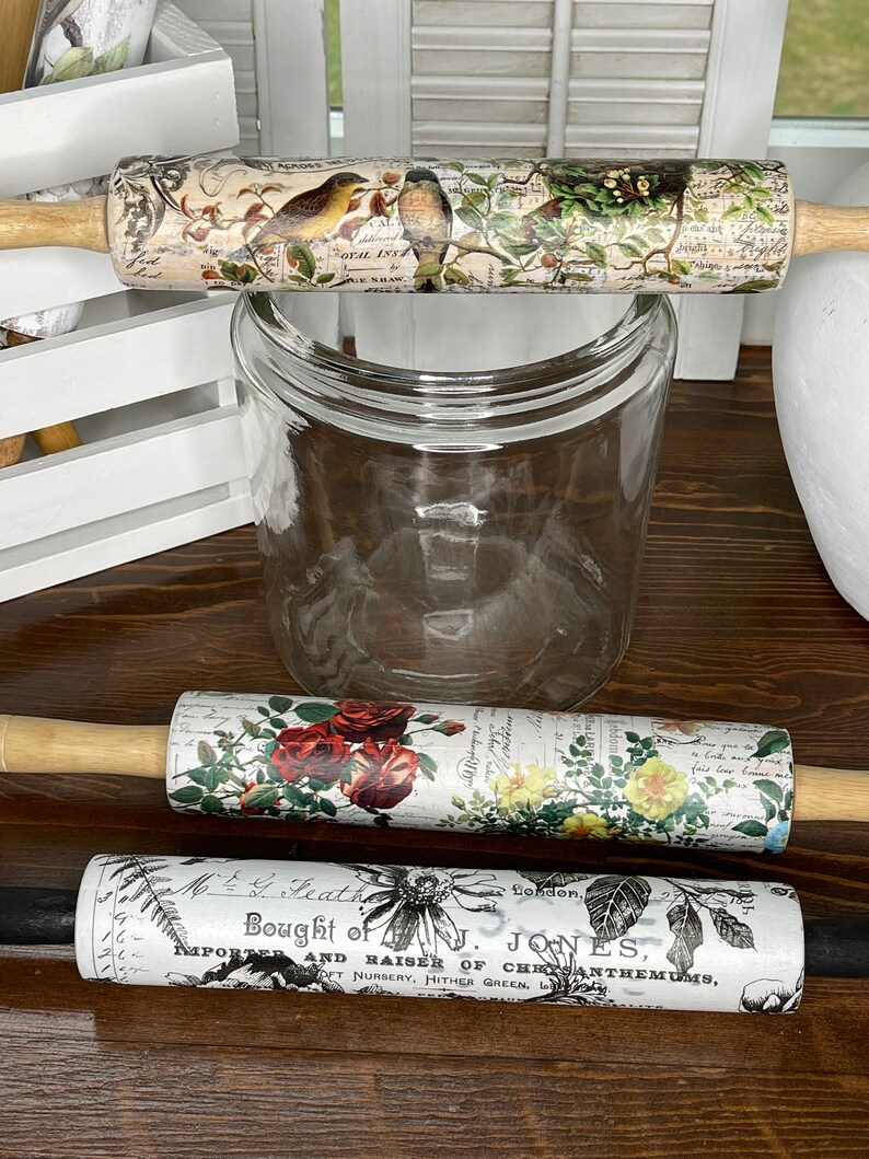 Wood Rolling Pins Decorated Rolling Pins Flower Rolling Pin - Etsy