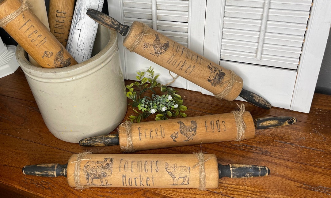 Wood Rolling Pins, Farmers Market, Fresh Eggs, Decorated Farm Animal ...