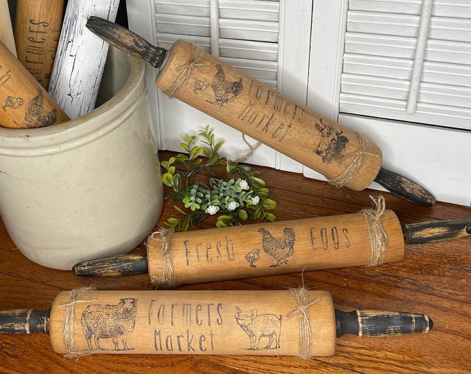Wood Rolling Pins, Farmers Market, Fresh Eggs, Decorated Farm Animal ...