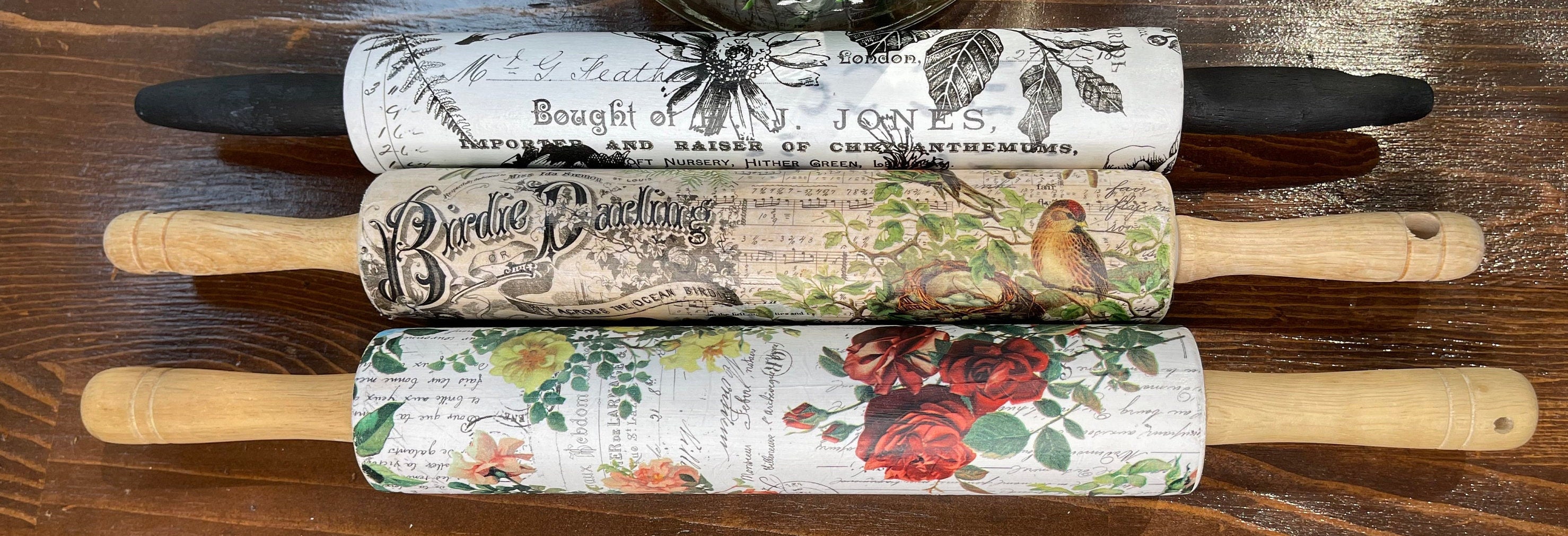 Wood Rolling Pins Decorated Rolling Pins Flower Rolling Pin | Etsy