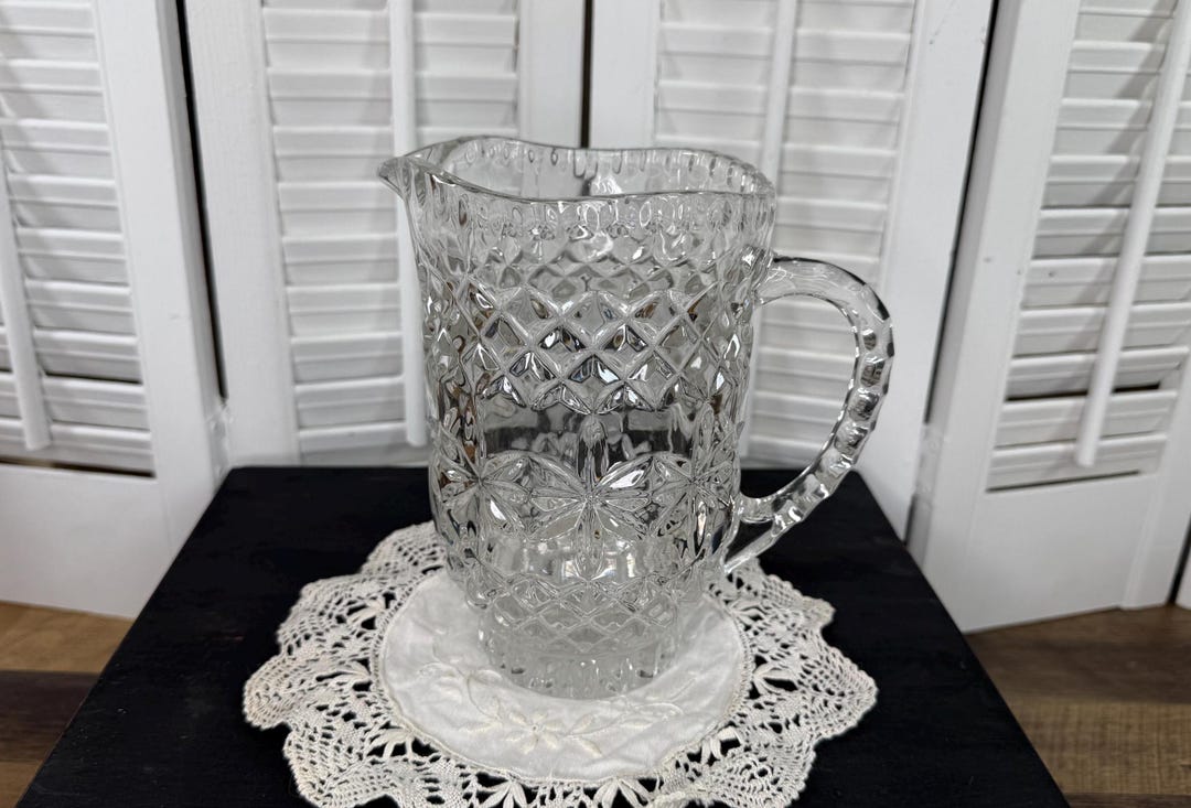 Vintage Cut Crystal Diamonds and Florals Heavy Medium Pitcher - Etsy