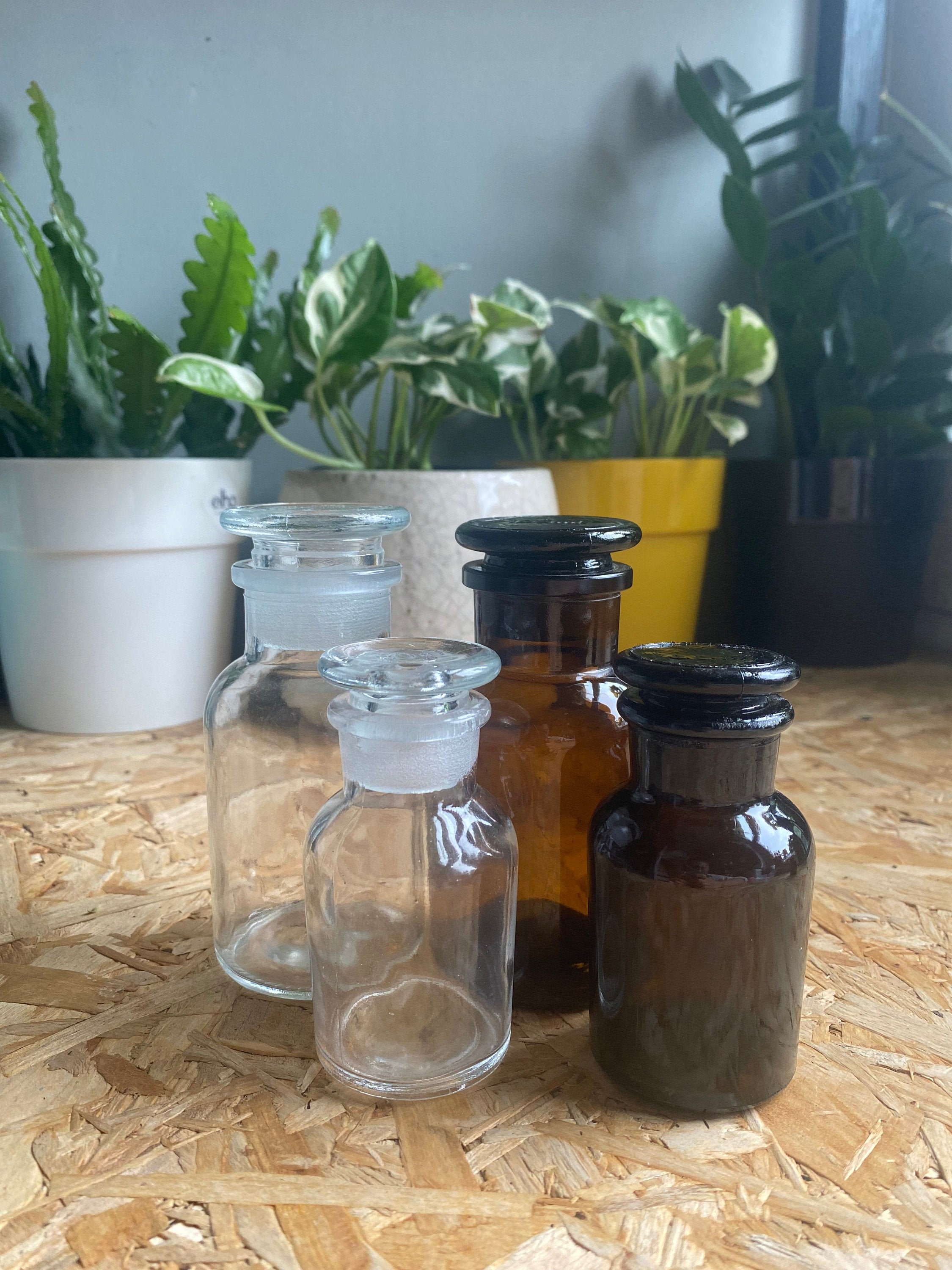 Apothecary Bottle with Glass Stopper 60ml or 125ml Amber or | Etsy