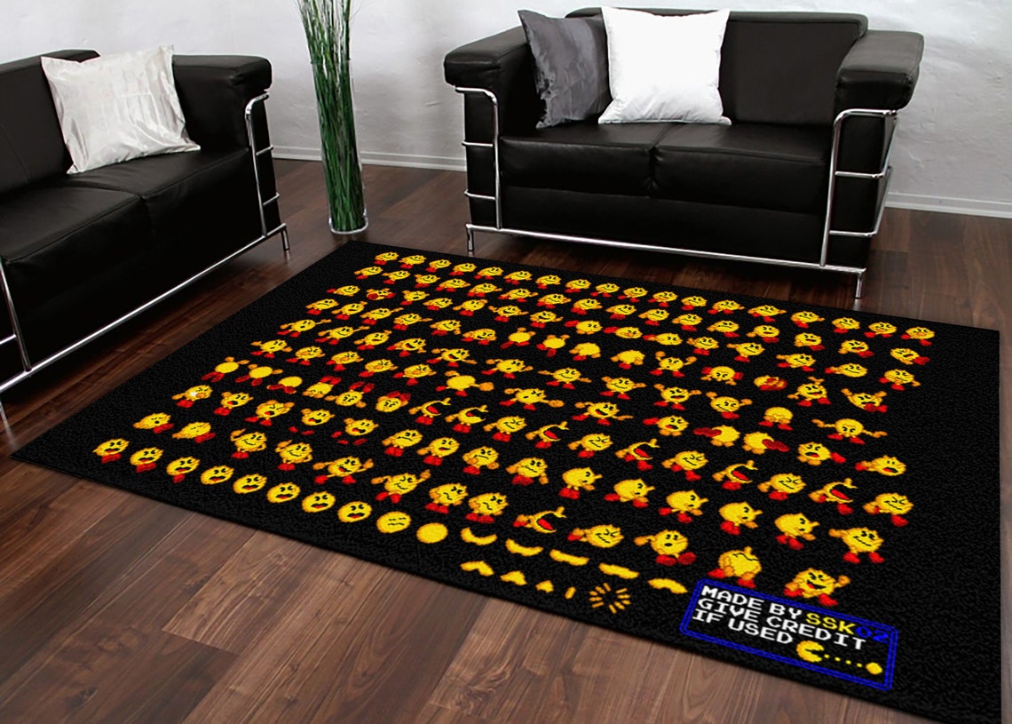 16 Bit Pacman Sprite Sheet Rug Arcade Gaming Carpet Retro | Etsy