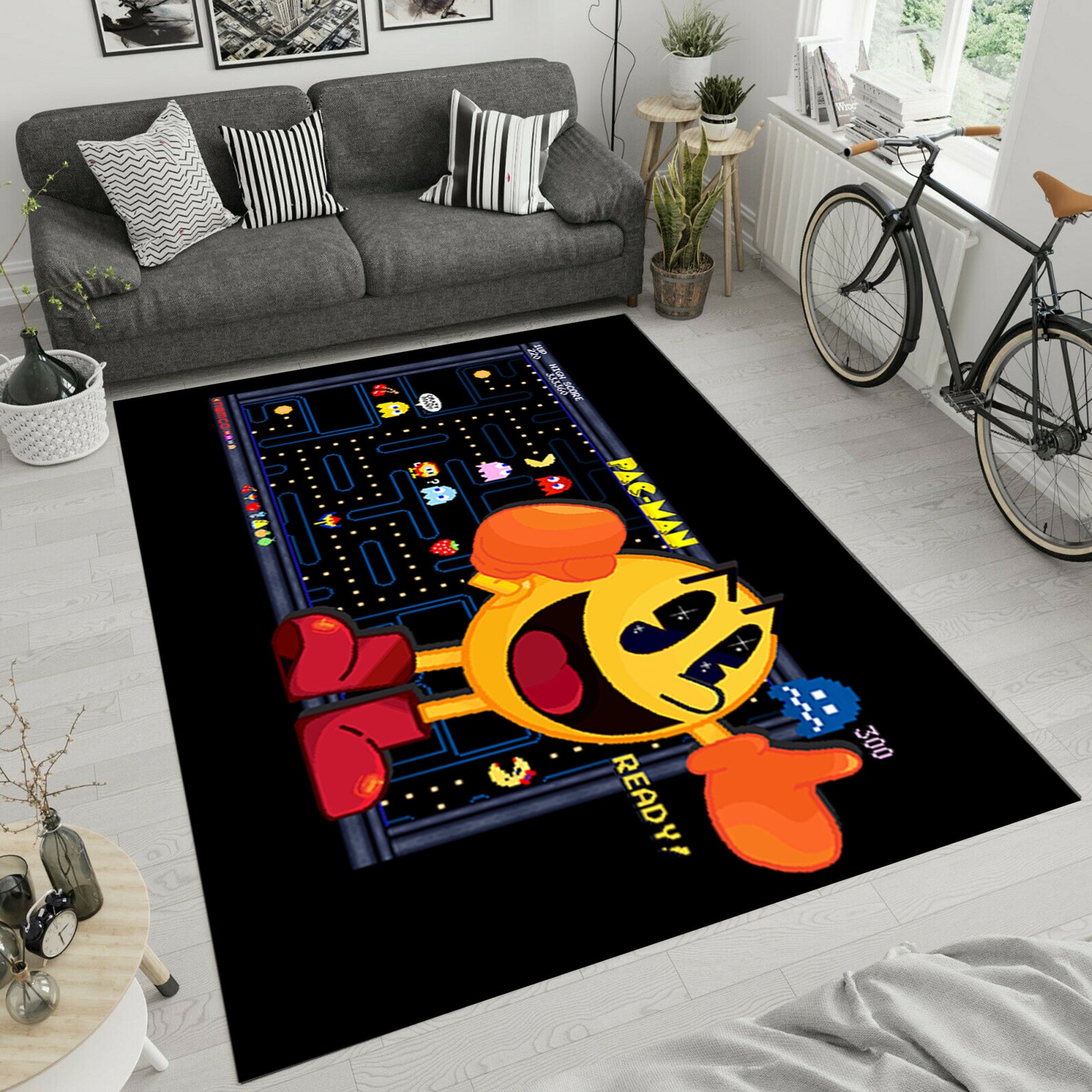 Yum Yum Eat'em Up Pacman Rug Arcade Gaming Carpet Retro | Etsy