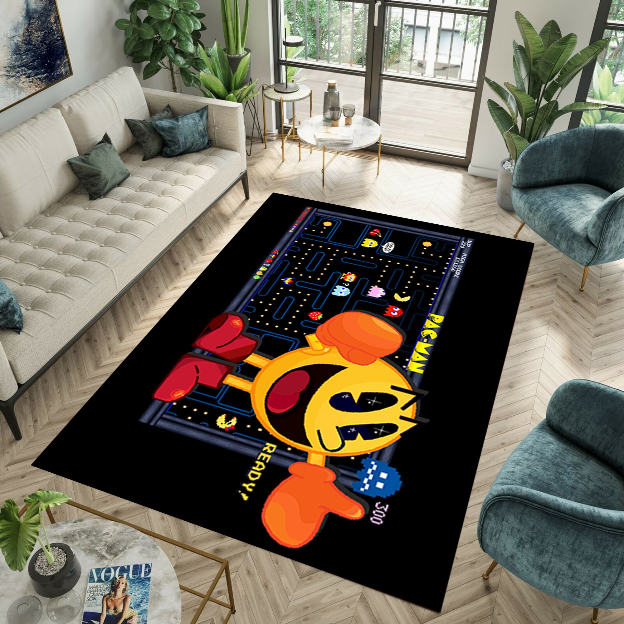 Yum Yum Eat'em Up Pacman Rug Arcade Gaming Carpet Retro | Etsy