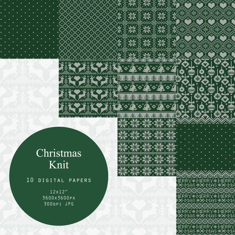 Christmas Knit Digital Paper Pack - 10 Printable Papers for Personal ...