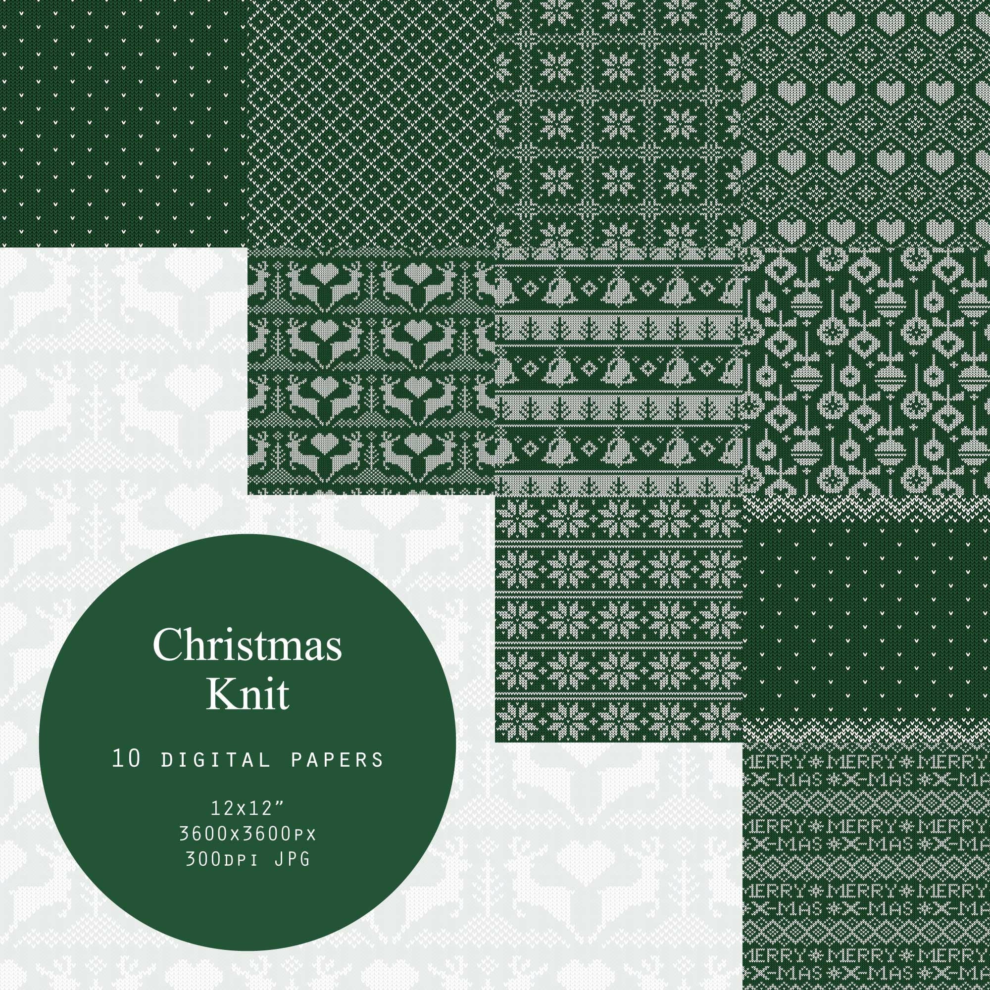 Christmas Knit Digital Paper Pack - 10 Printable Papers for Personal ...