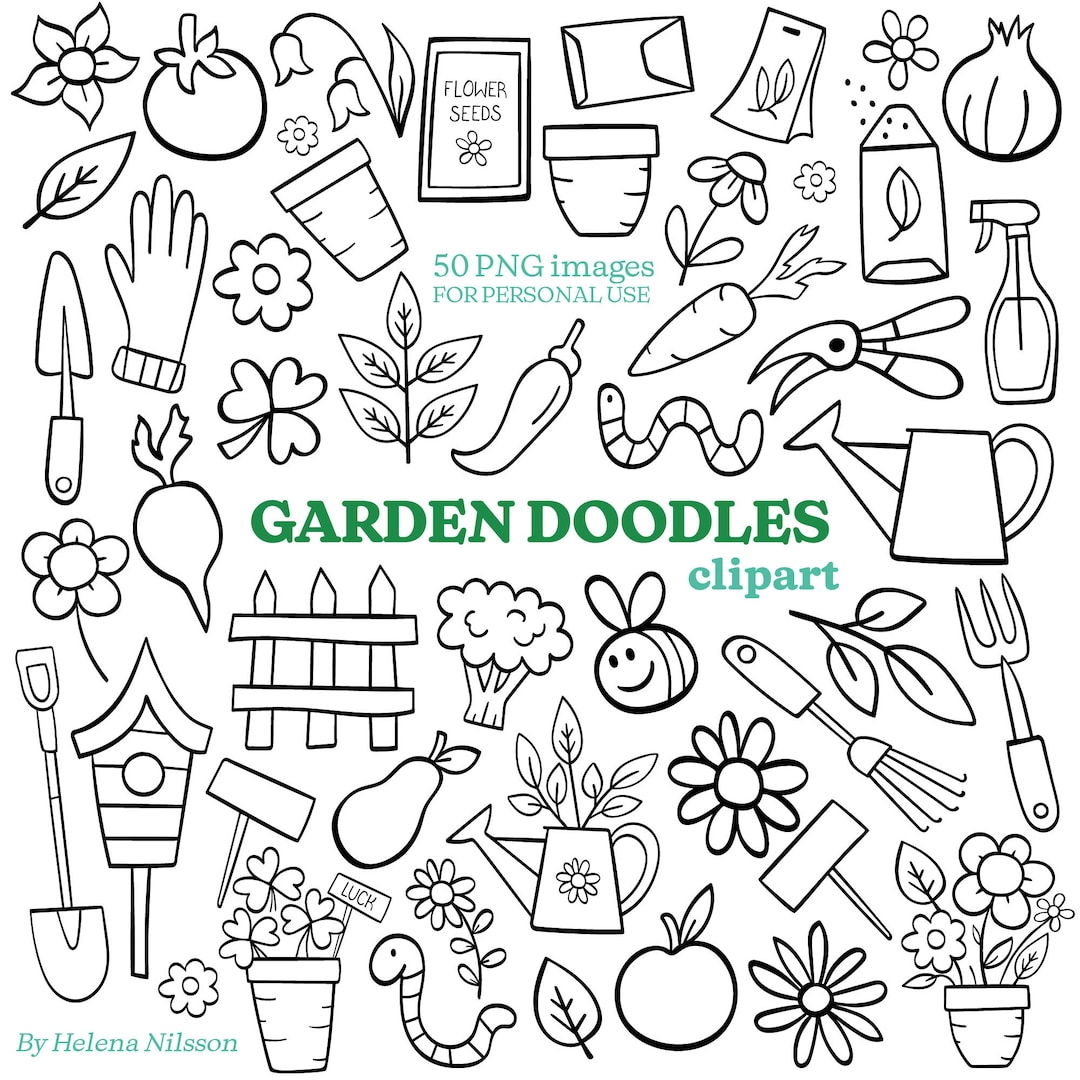 Garden Doodles Clipart - 50 Transparent PNG Images for Personal Use ...