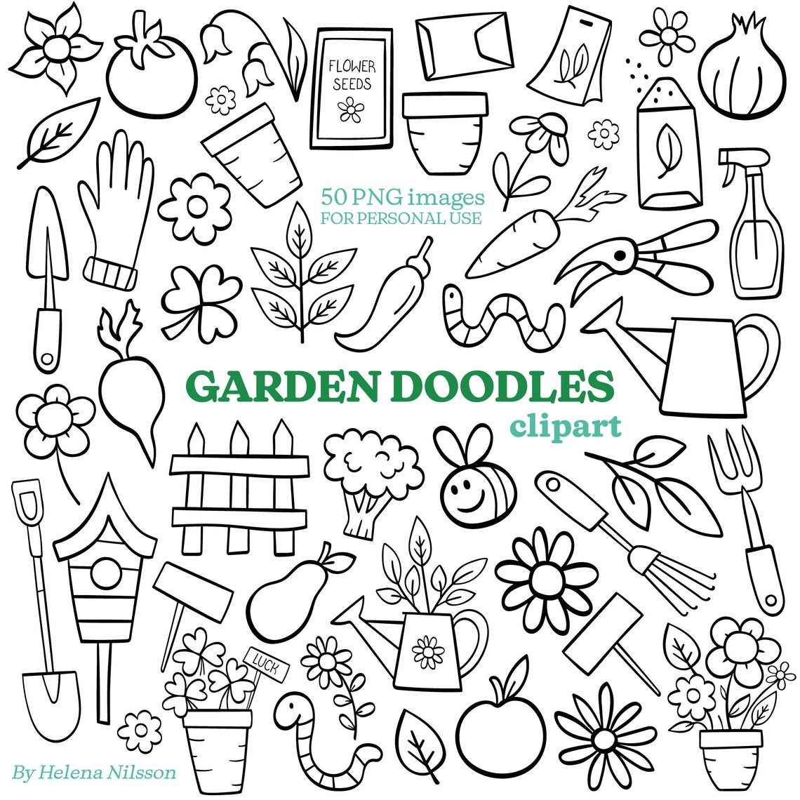 Garden Doodles Clipart - 50 Transparent PNG Images for Personal Use ...