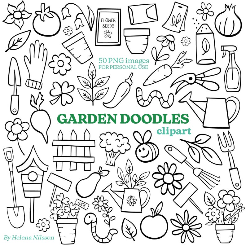 Garden Doodles Clipart - 50 Transparent PNG Images for Personal Use ...