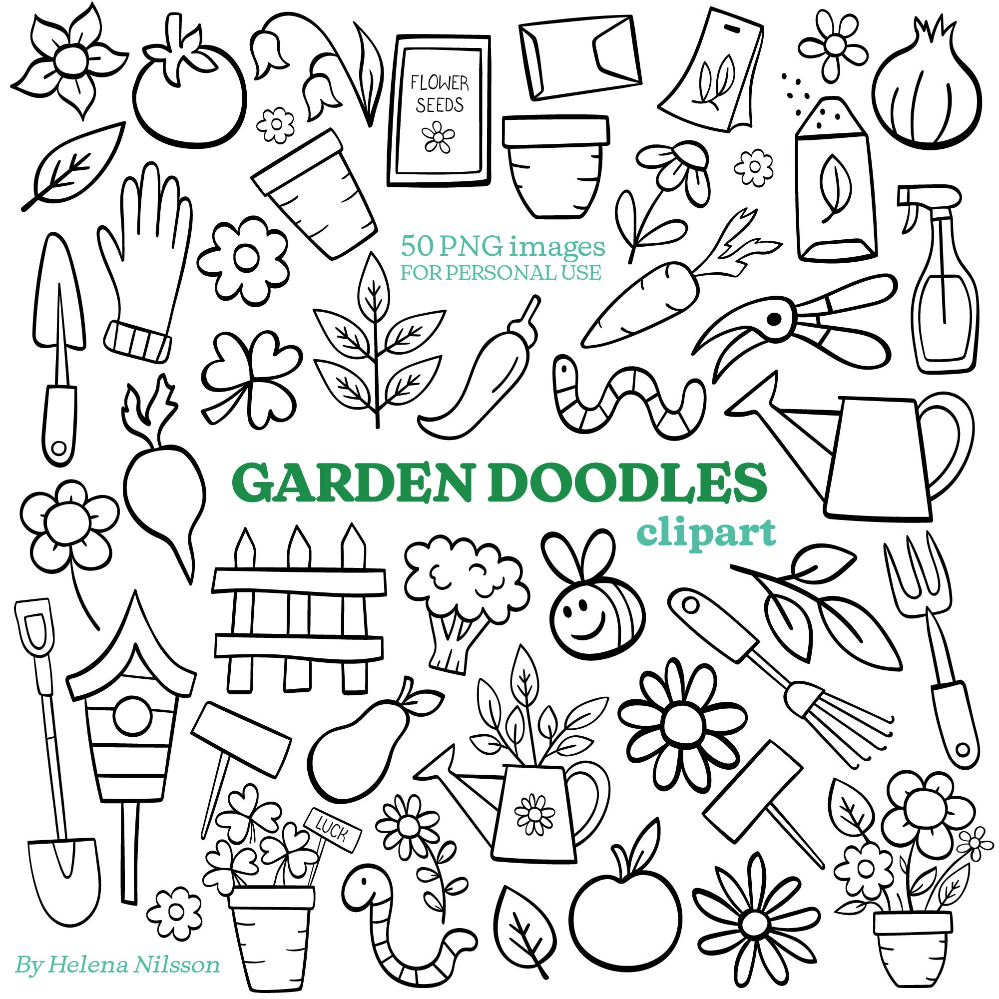 Garden Doodles Clipart - 50 Transparent PNG Images for Personal Use ...