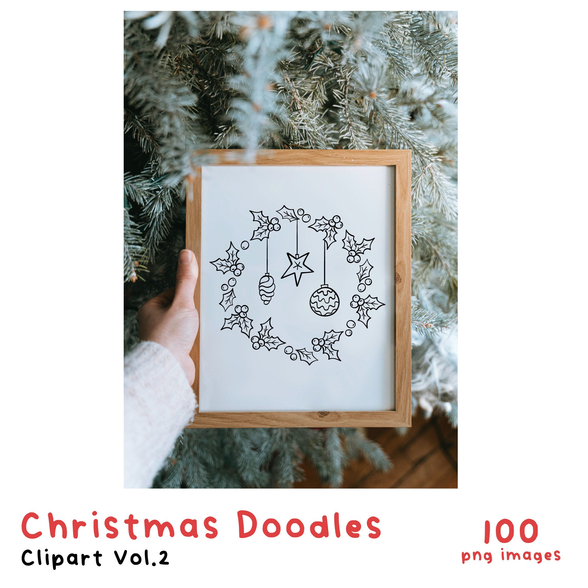 Christmas Doodles Clipart Vol.2 - 100 Transparent PNG Images PERSONAL ...