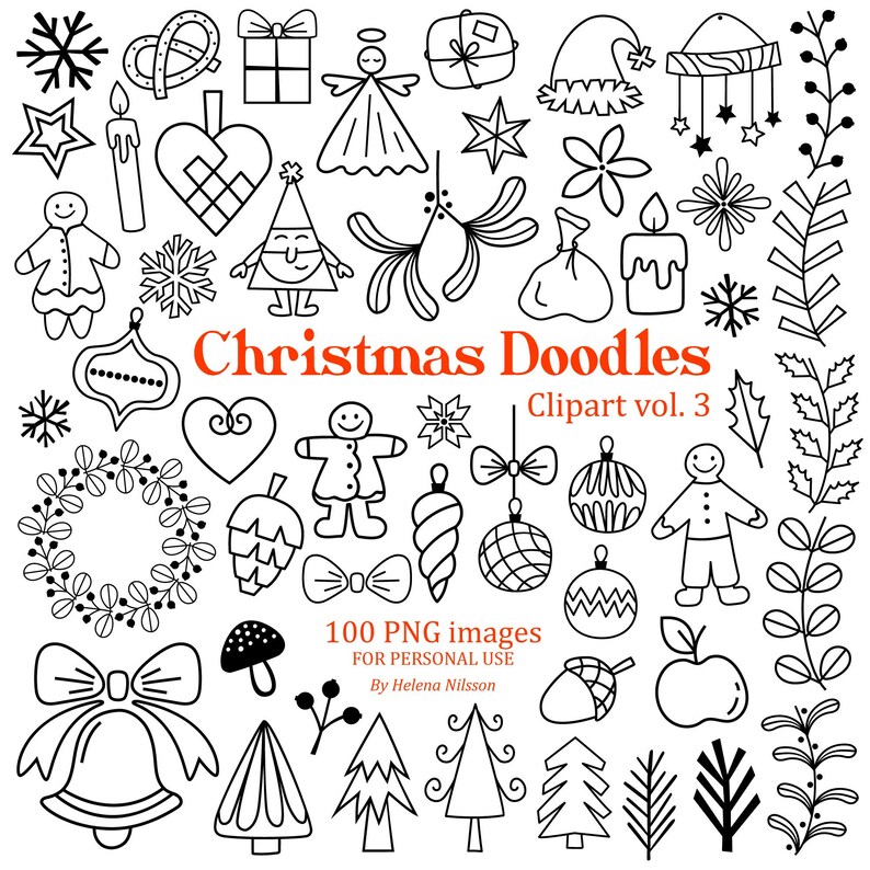 Christmas Doodles Clipart Vol.3 - 100 Transparent PNG Images - PERSONAL ...