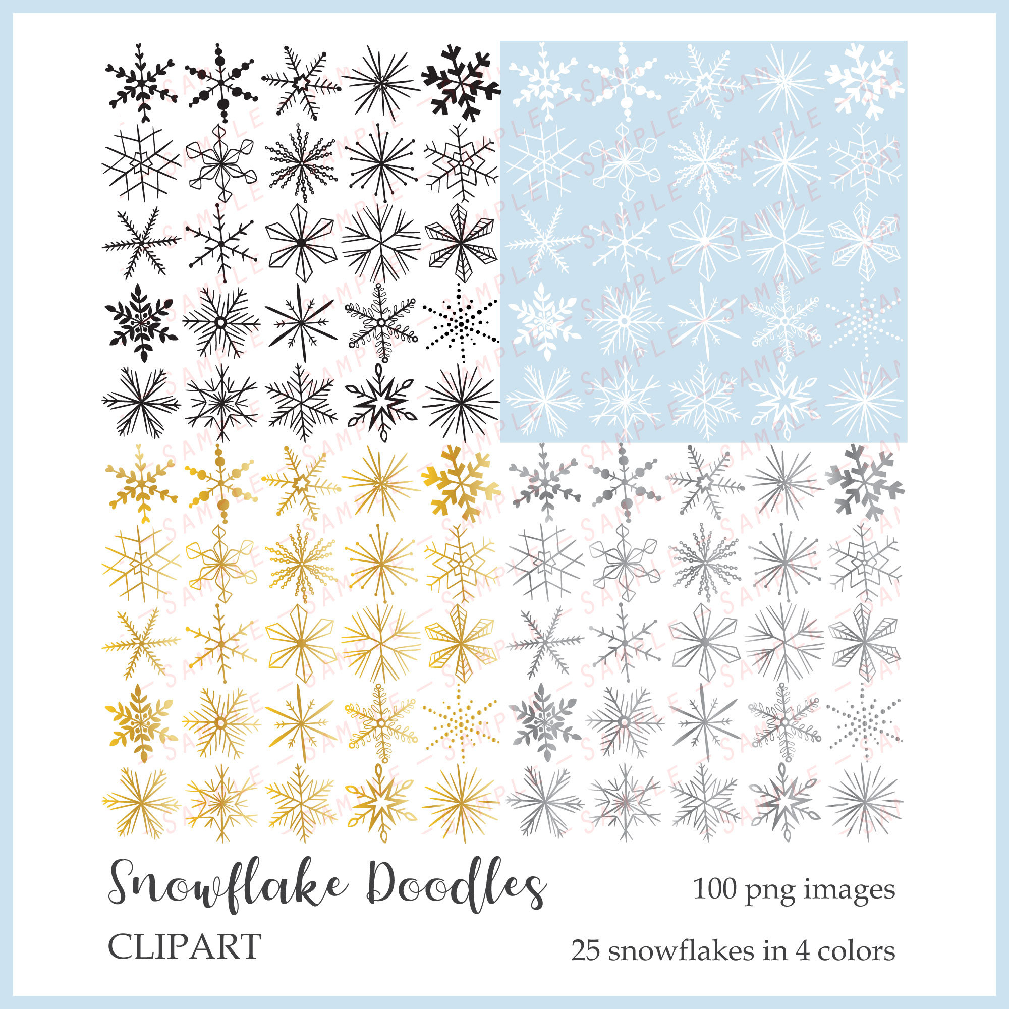 Snowflake Doodles Clipart - 100 Transparent PNG Images for Personal Use ...